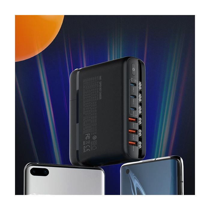 140W GaN Super Fast Desktop Wall Charger with 6 USB Ports by LDNIO