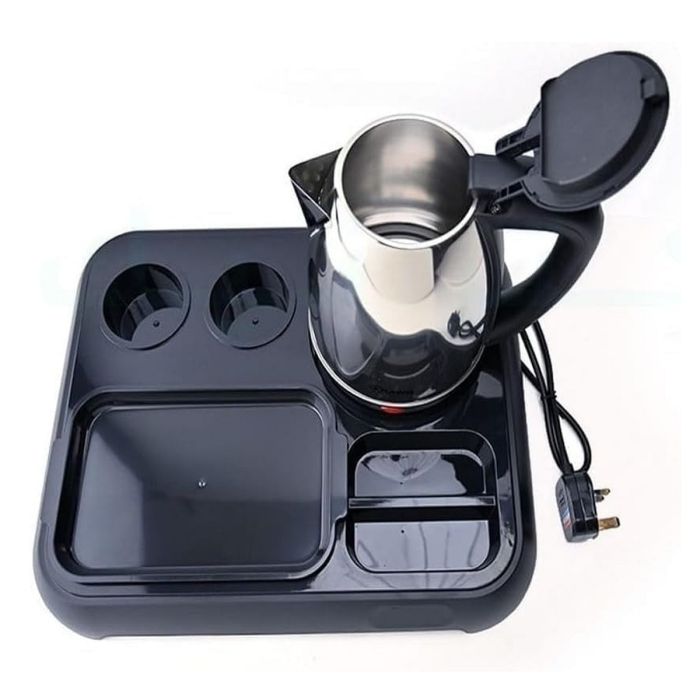 طقم غلاية كهربائية 1500 واط مع صينية مقسمة و 2 كوب من Krawn