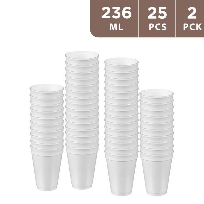 Foam Cup 236ml (2 x 25 Cups)