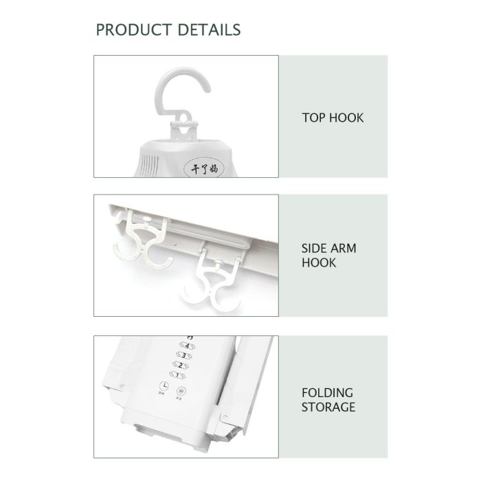 Foldable Clothes Dryer with Electric Shoe Drying Rack and Heater Hangers