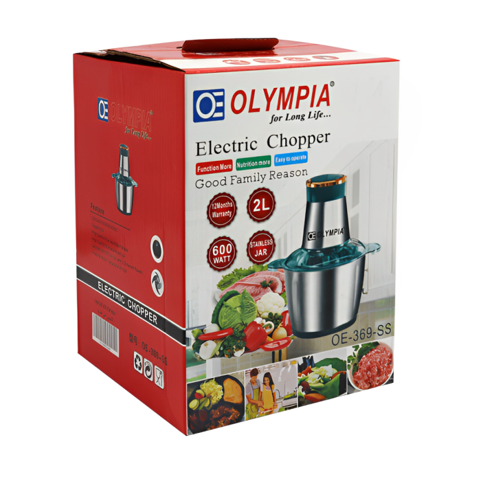 مفرمة كهربائية سعة 2 لتر بقوة 600 واط مع شفرة من الستانلس ستيل من Olympia