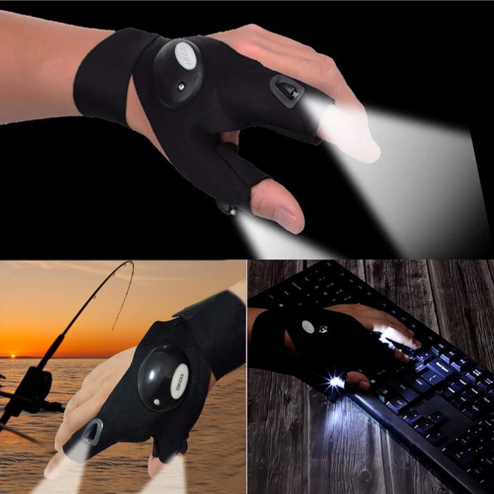 Fingerless Gloves with LED Flashlights by Powerey (Express Delivery)