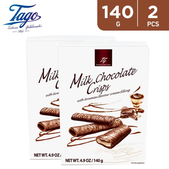 Tago Milk Chocolate Crisps with Tiramisu Flavor Cream Filling 2 x 140g