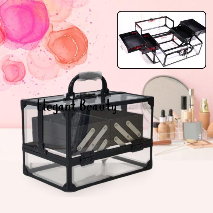 Elegant Beauty Case Organizer with Expandable Shelves